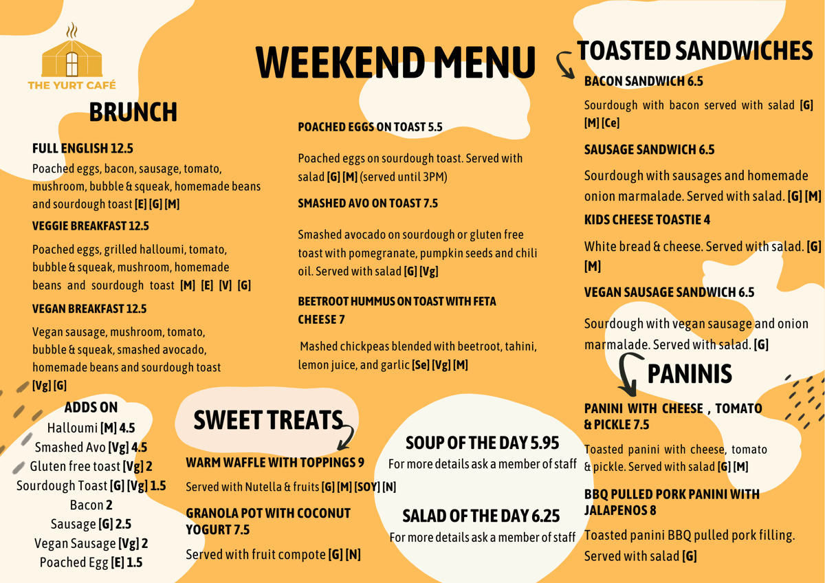 Yurt Cafe Menu